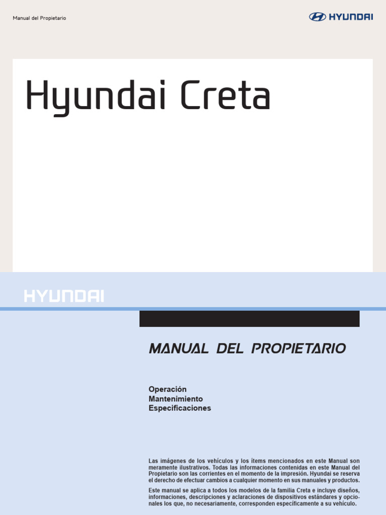 Manual del Propietario Hyundai Creta | PDF | Airbag | Gasolina