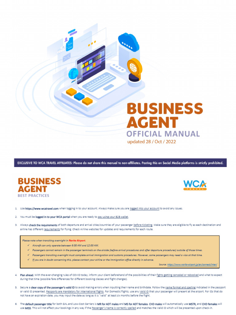 WCA Travel Agency Booking Guidelines | PDF | Airport | Low Cost Carrier