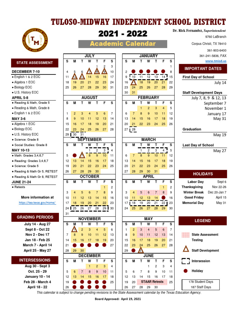TMIISD 2021-2022 Academic Calendar | PDF