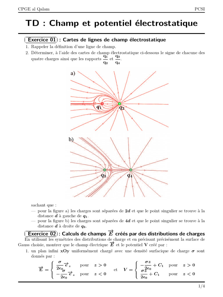 Champ et potentiel électrostatique | PDF | Champ (physique) | Physique