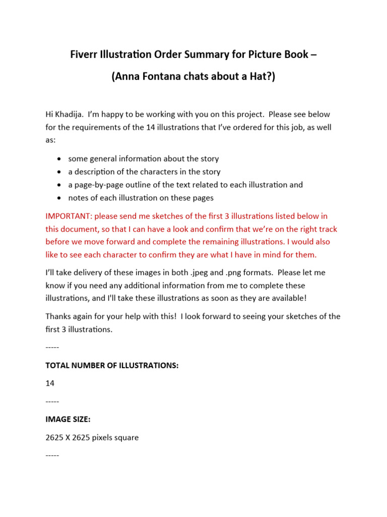 Illustrator-OrderSummary-Anna Fontant Chats About A Hat | PDF | Hand