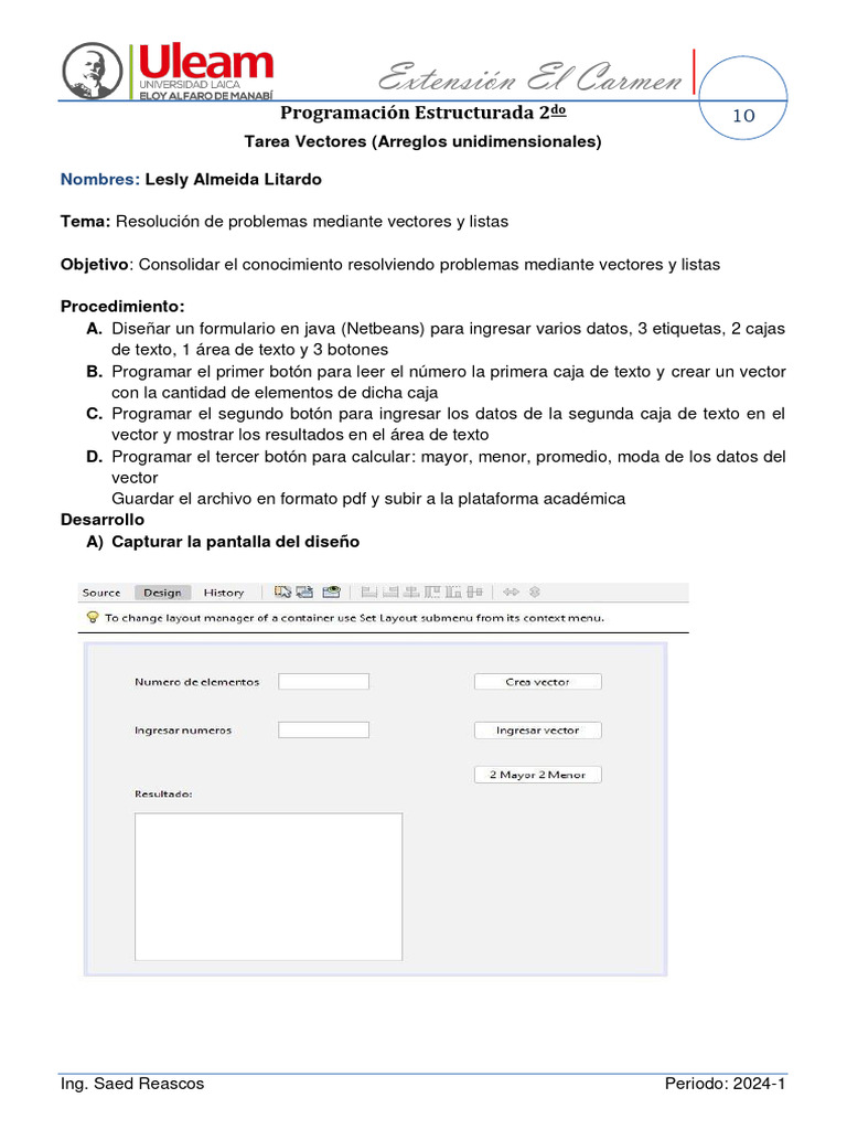 Tarea: Vectores en Java | PDF