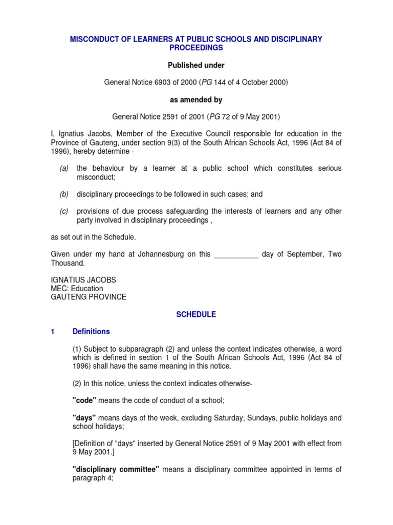 Disciplinary Procedures for Learner Misconduct | PDF | Plea | Prosecutor