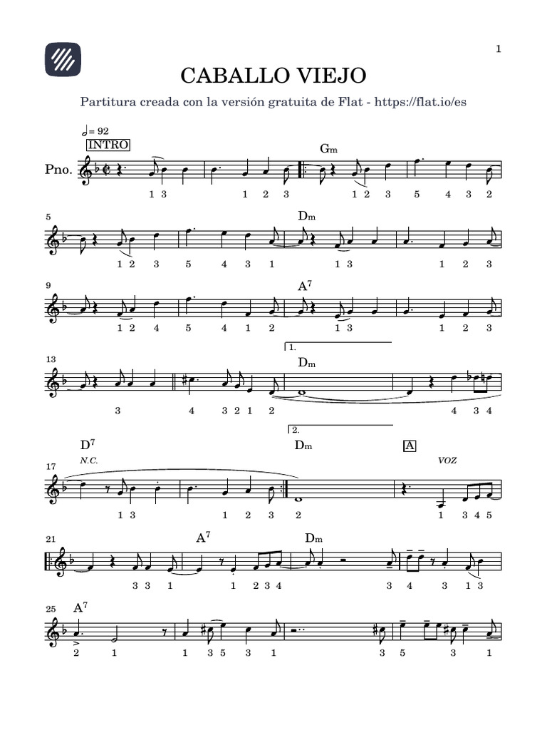 Caballo Viejo Partitura | PDF