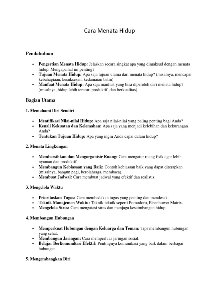Cara Menata Hidup | PDF | Karier & Perkembangan | Gaya Hidup