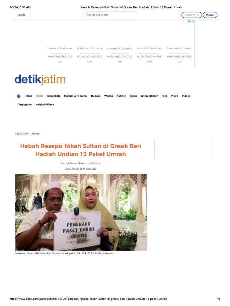 Heboh Resepsi Nikah Sultan Di Gresik Beri Hadiah Undian 13 Paket Umrah ...