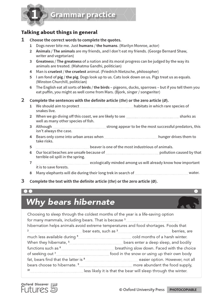 ODF5 Unit 1 Grammar Practice | PDF | Coral Reef | Coral