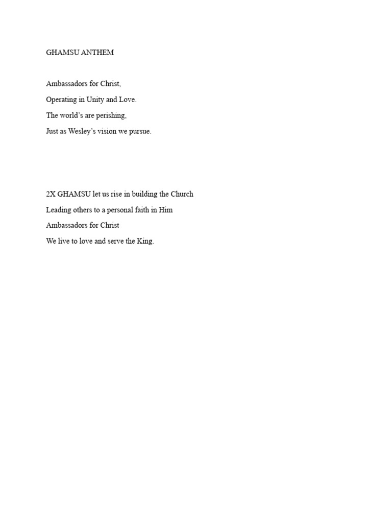 GHAMSU Anthem Lyrics | PDF | Religion & Spirituality