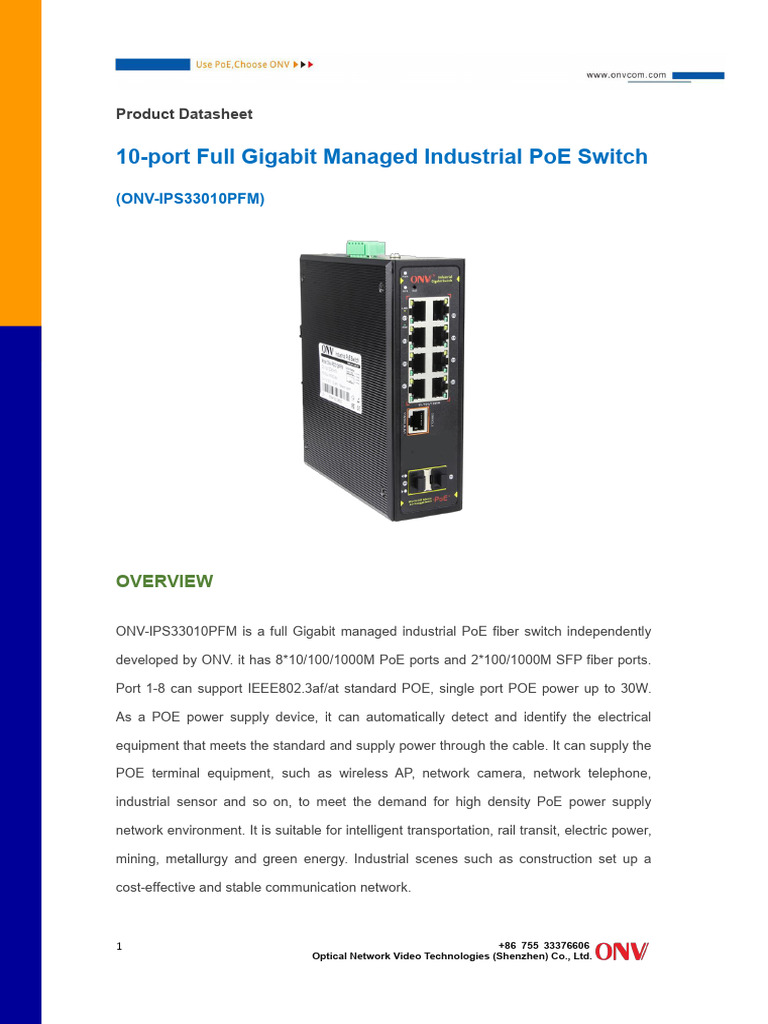 ONV IPS33010PFM Datasheet PDF | PDF | Computer Network | Physical Layer Protocols