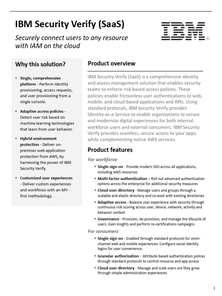 AWSMP Datasheet IBM Verify | PDF | Cloud Computing | Computer Security