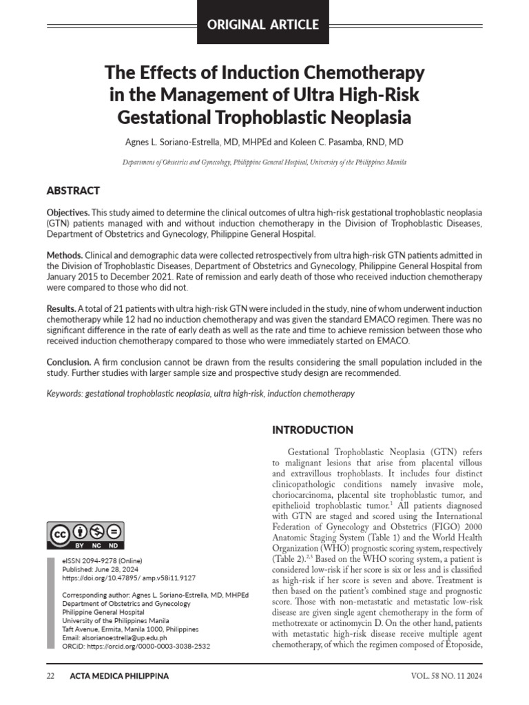 Induction Chemotherapy in High-Risk GTN | PDF | Chemotherapy | Metastasis