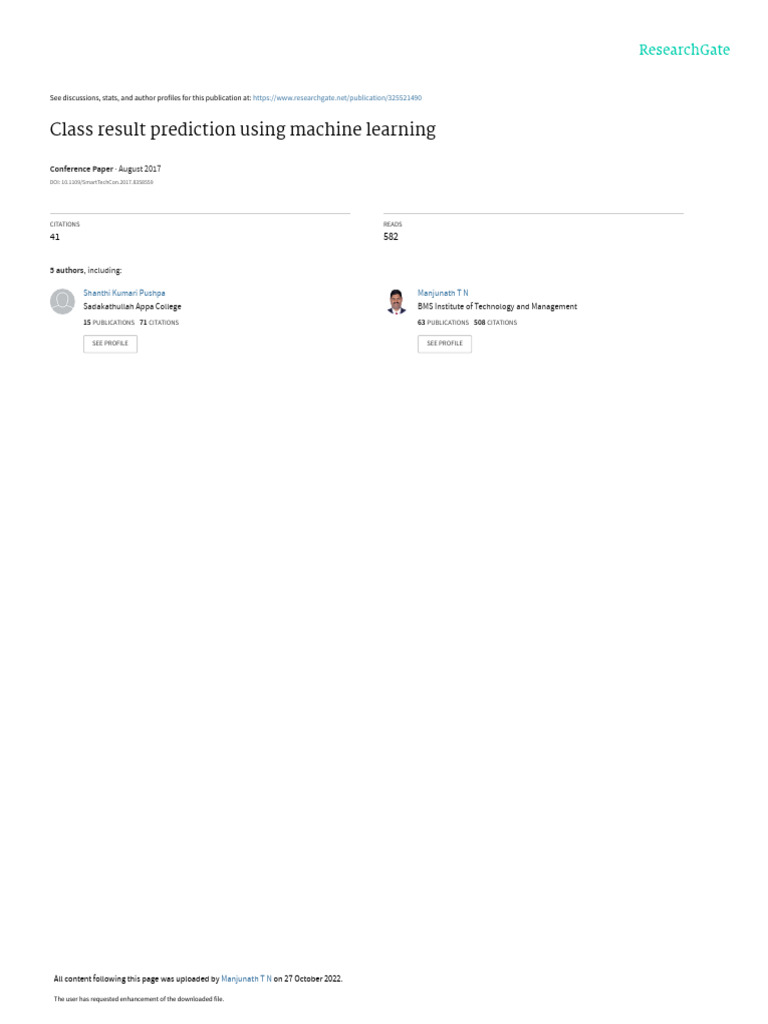 Class Result Prediction Using Machine Learning | PDF | Statistical ... Class Result Prediction Using Machine Learning | PDF | Statistical ...