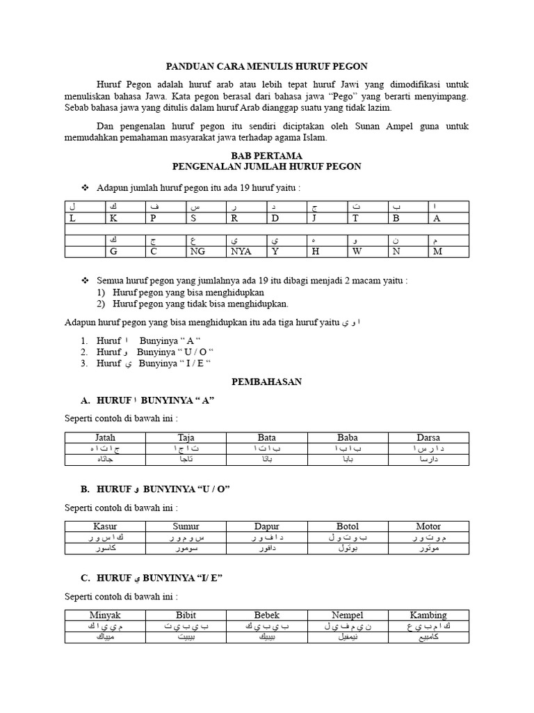 Panduan Menulis Huruf Pegon | PDF