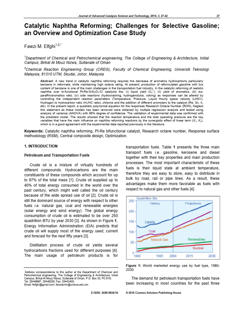 Catalytic Naphtha Reforming Insights | PDF | Gasoline | Catalysis