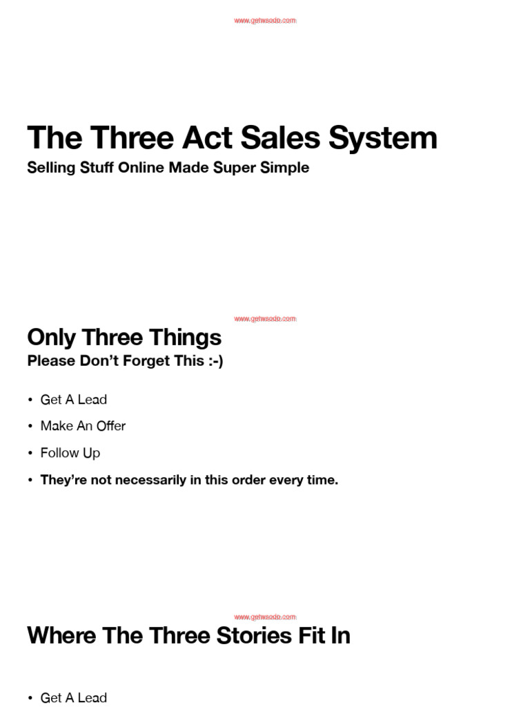 02 Video 2 An Intro To The Three Act Sales System | PDF | Mass Media ...