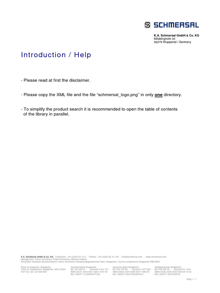 K.A. Schmersal GmbH Contact Details | PDF