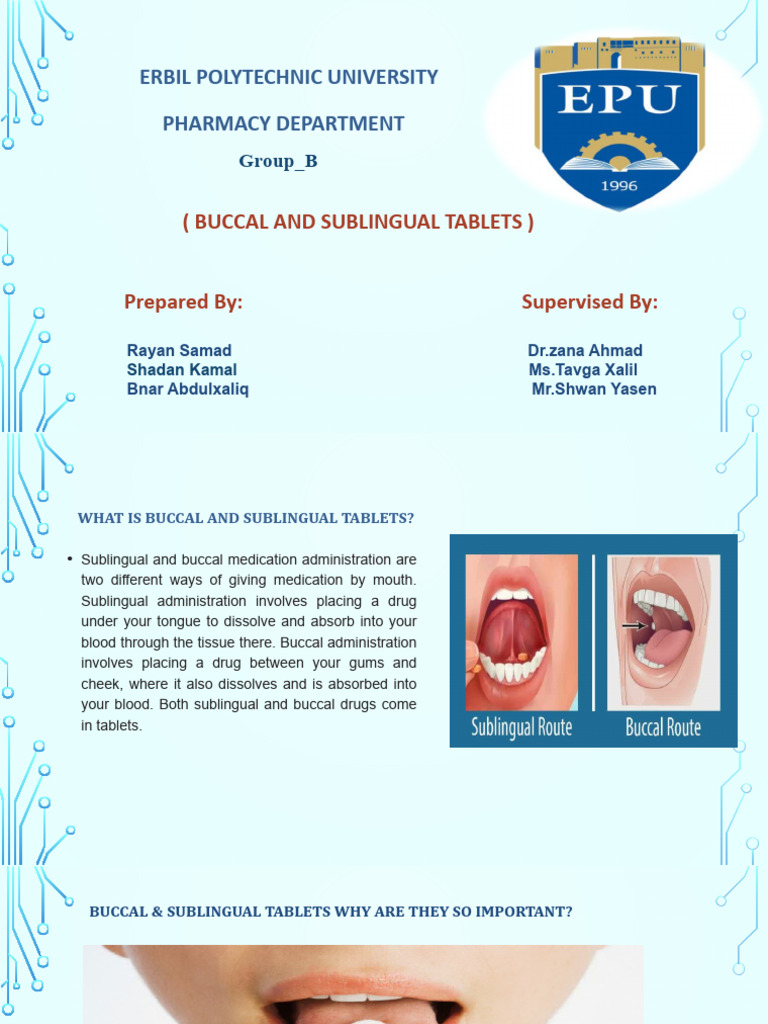 Buccal vs Sublingual Tablets Guide | PDF | Tablet (Pharmacy) | Pharmacology