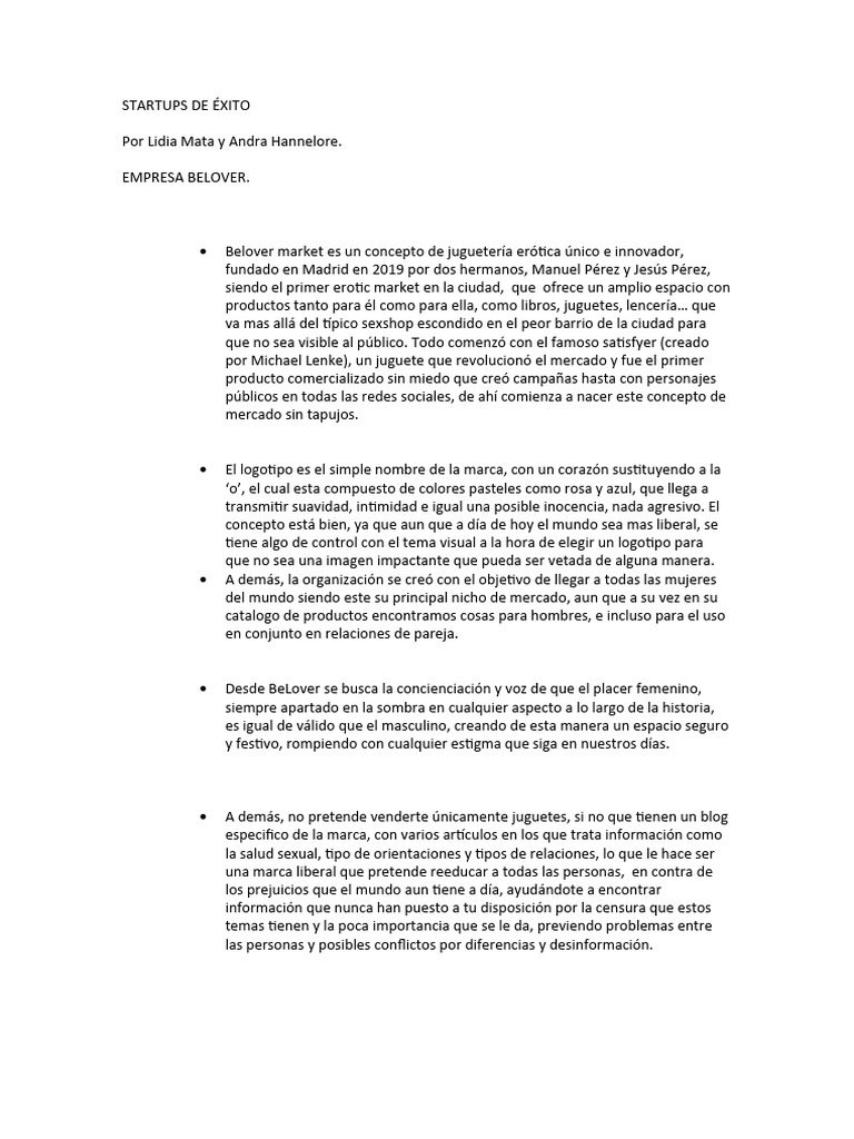 BeLover: Innovación en Juguetería Erótica | PDF | Marca