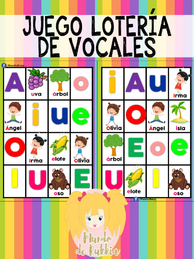 Juego de Lotería para Trabajar Vocales Recopilado Por Mundo de Rukkia | PDF