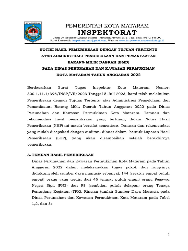 NHP Dinas PERKIM | PDF