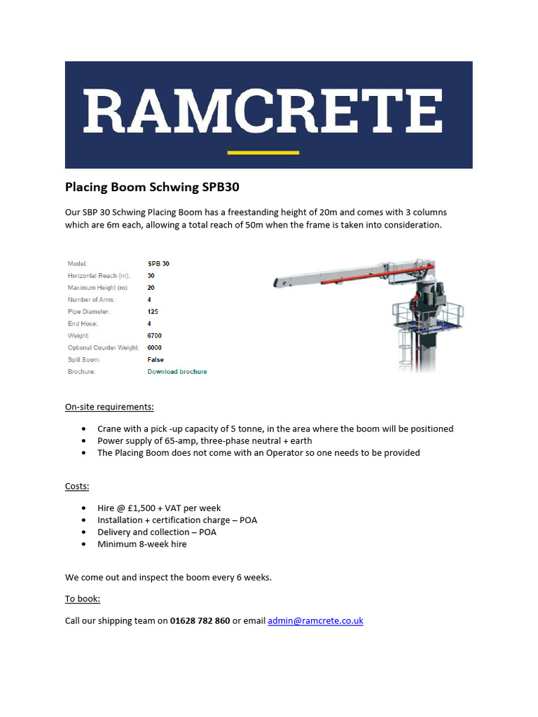 Placing Boom Schwing Spb30 Pdf