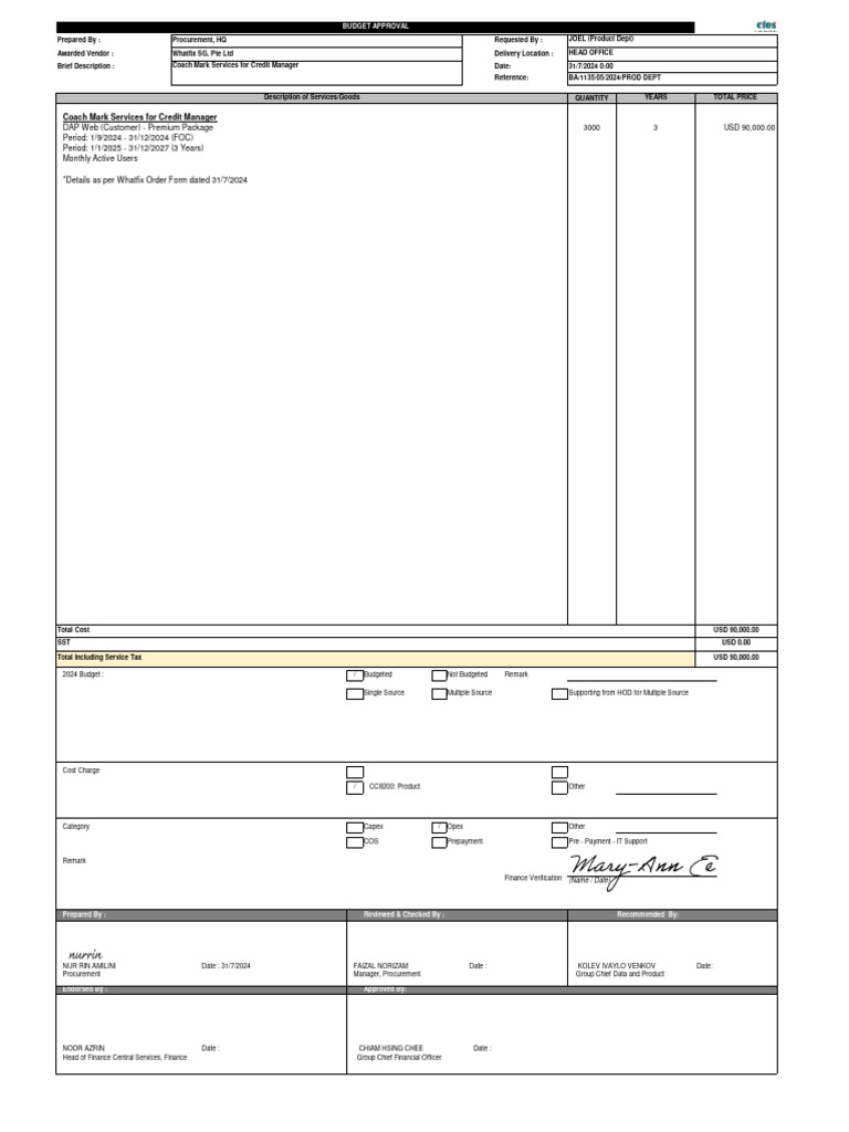 Budget Approval Form | PDF | Business | Economies