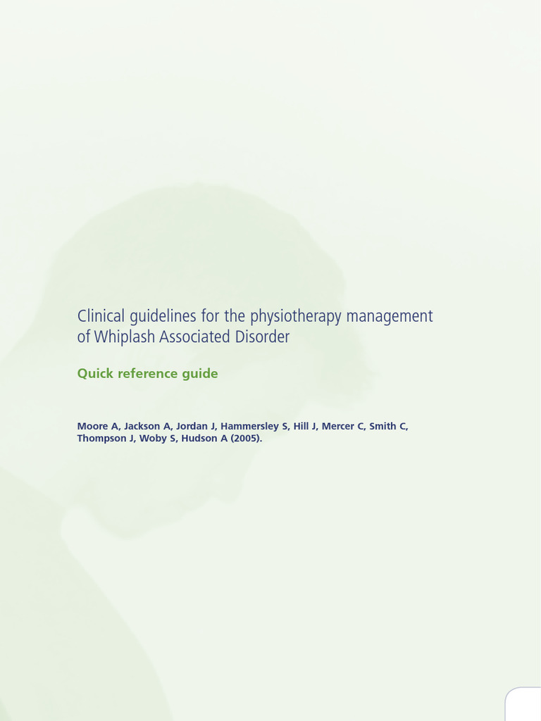 Clinical Guidelines For The Physiotherapy Management of Whiplash ...