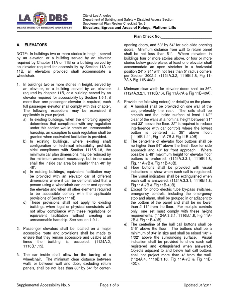 Elevator Accessibility Compliance Checklist | PDF | Elevator ...
