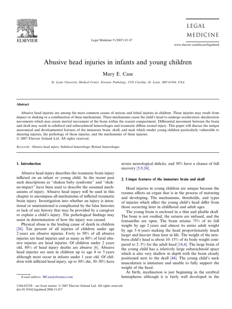 Abusive Head Injuries in Infants and Young Children | PDF | Traumatic ...