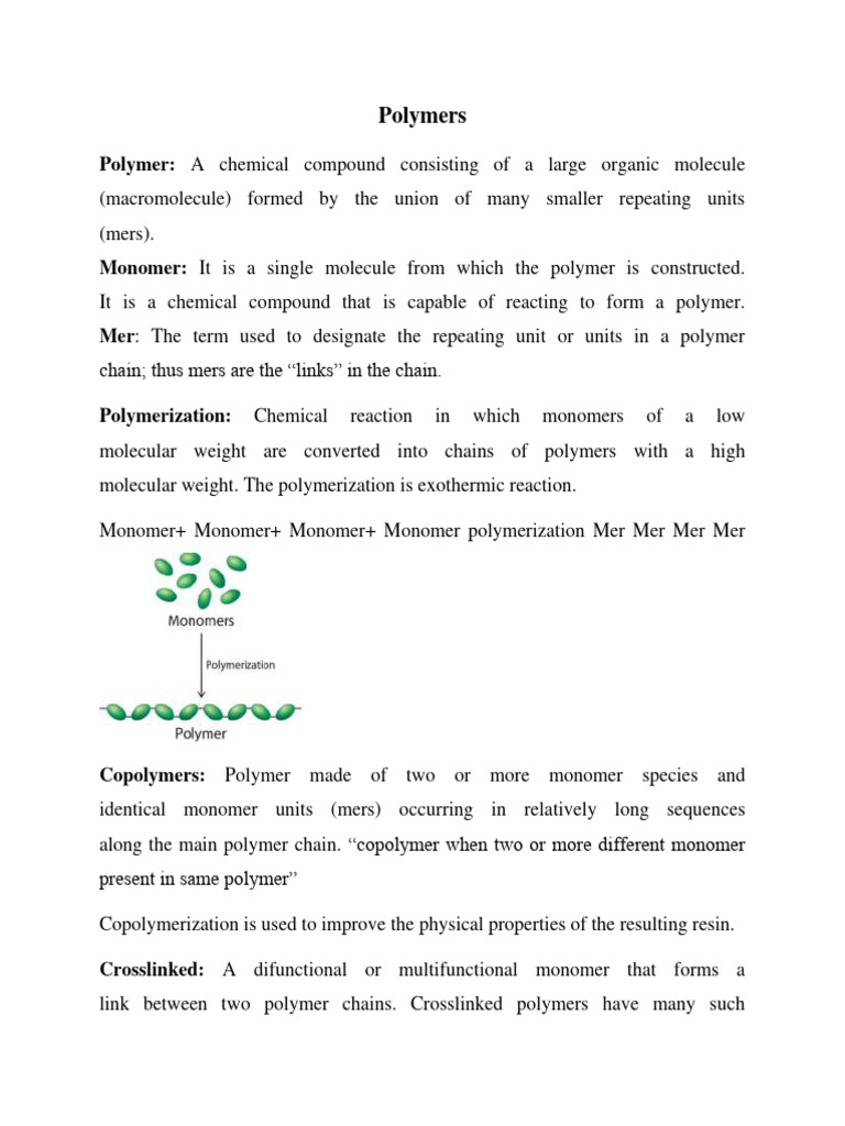 LEC 11 Polymers | PDF | Polymers | Polymerization