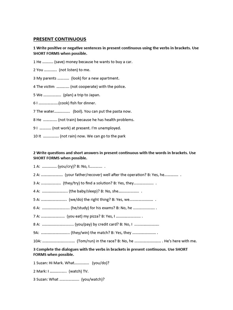 Present Continuous | PDF