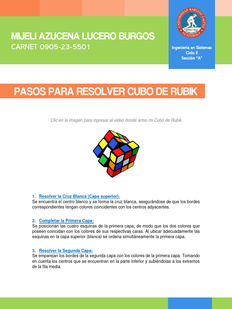 Tarea Pasos Cubo de Rubik | PDF