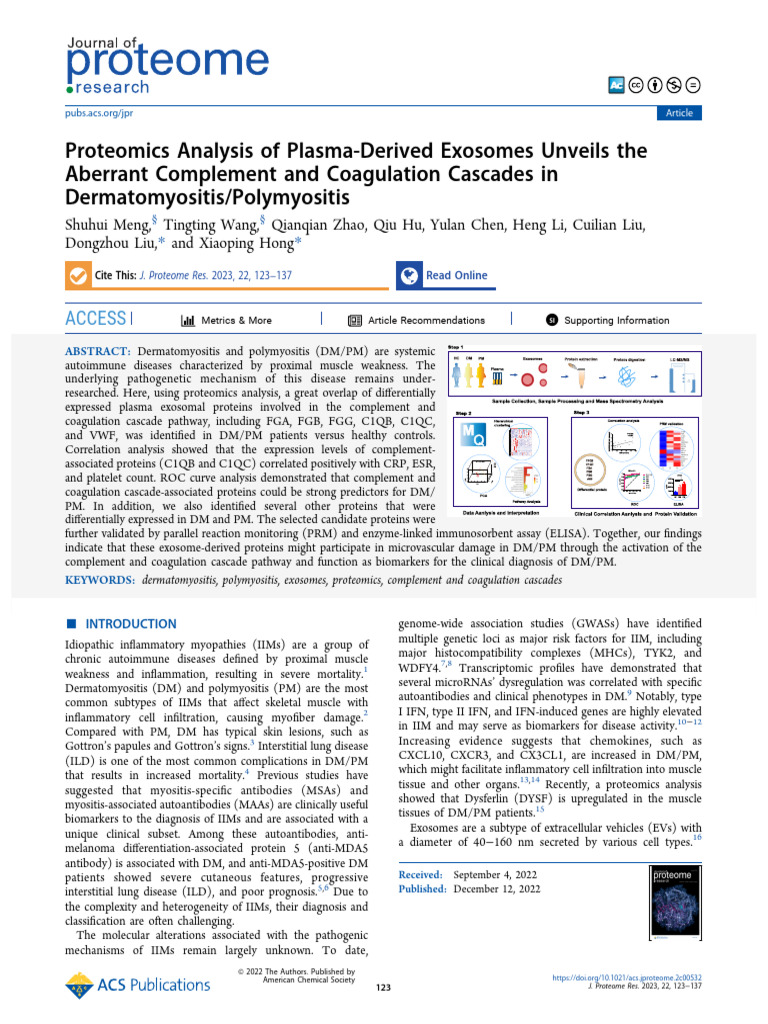 2023 Exosomas Dermatomiositis | PDF | Proteomics | Tandem Mass Spectrometry