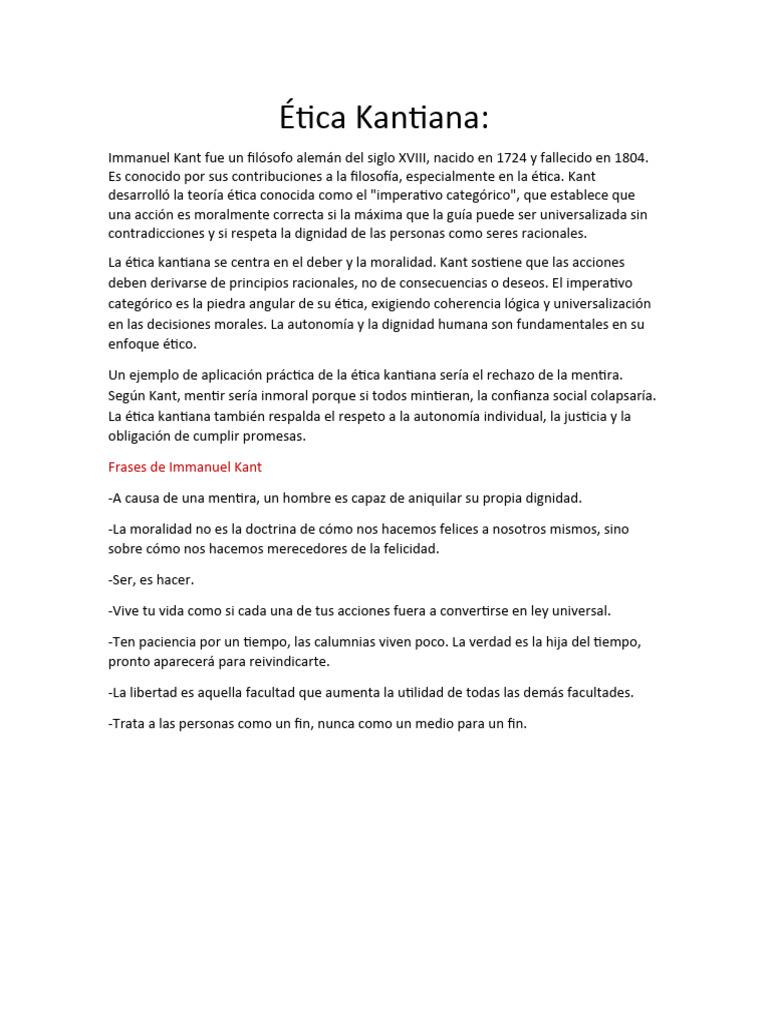 Ética Kantiana y El Pragmatismo | PDF | Immanuel Kant | Pragmatismo