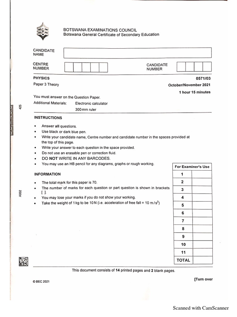 Bgcse Physics Paper 3 2021 | PDF