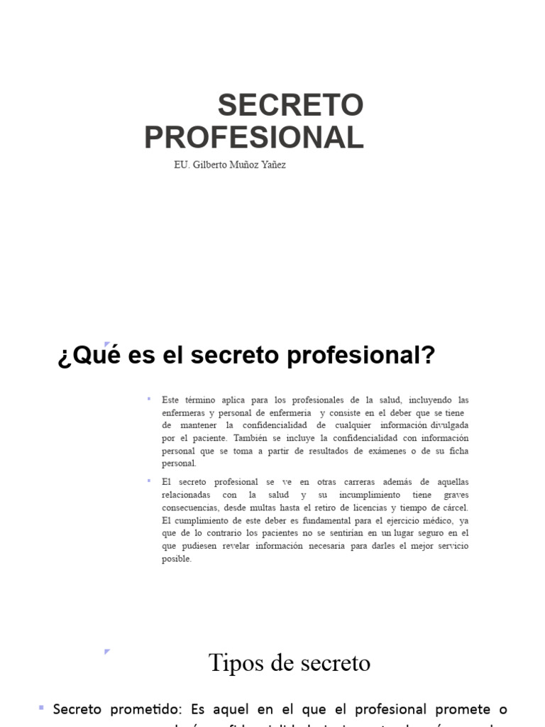 Secreto Profesional | PDF | Consentimiento informado | Enfermería
