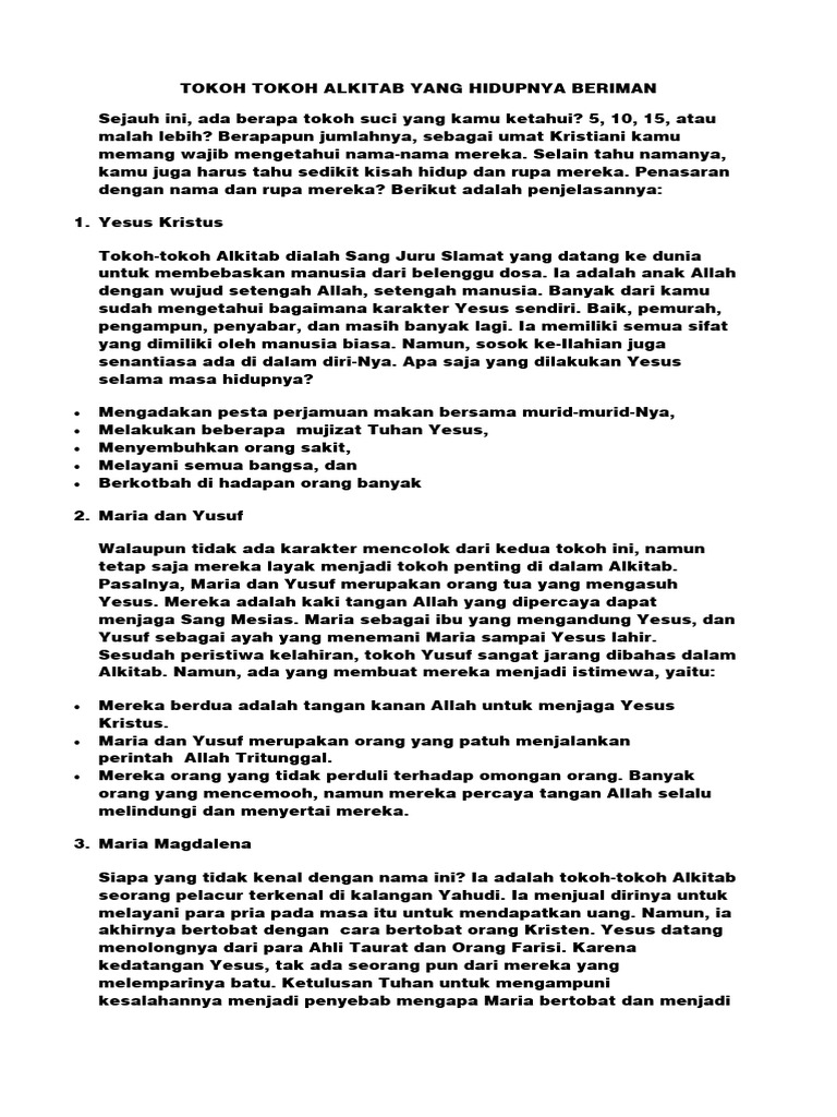 TOKOH TOKOH ALKITAB YANG HIDUPNYA BERIMAN | PDF