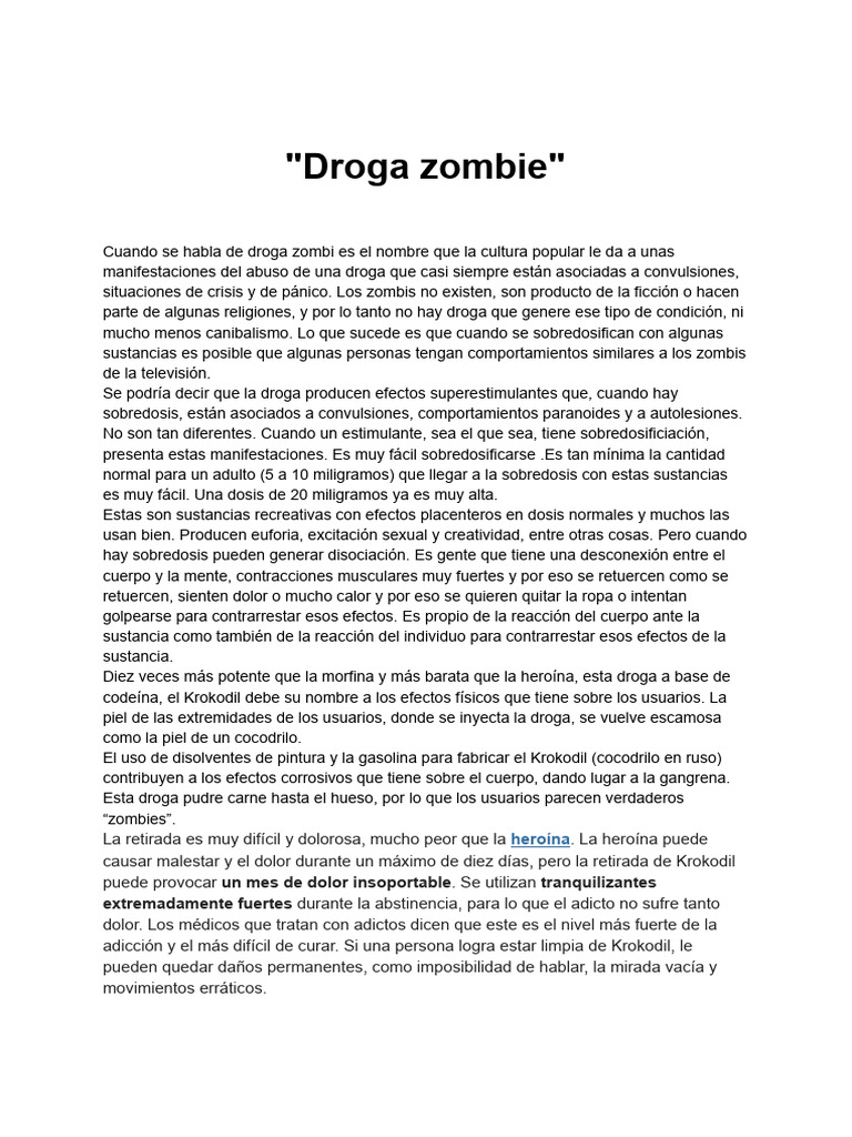 "Droga zombie" | PDF | Drogas | Zombis