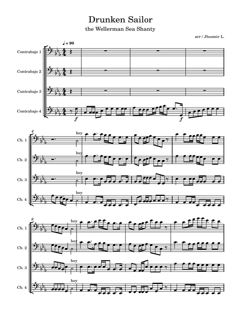 Wellerman Bass Quartet-Partitura y PartesV2 | PDF | British Songs ...