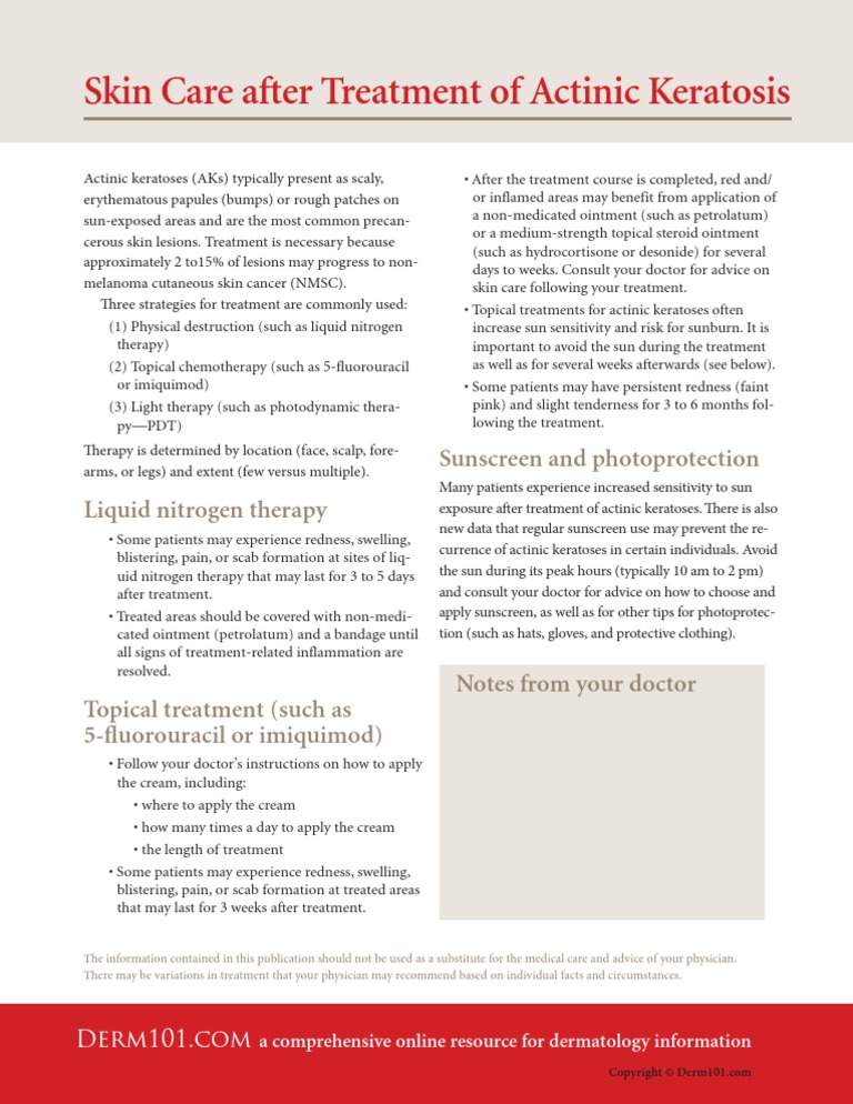 Skin Care after Treatment of Actinic Keratosis: Liquid nitrogen therapy ...