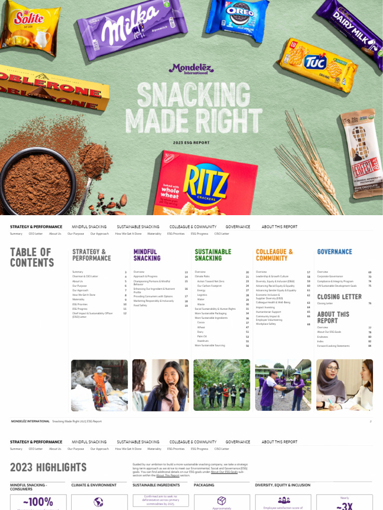2023 MDLZ Snacking Made Right ESG Report | PDF | Sustainability ...
