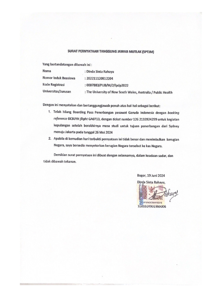 SPTJM - TTD Materai | PDF