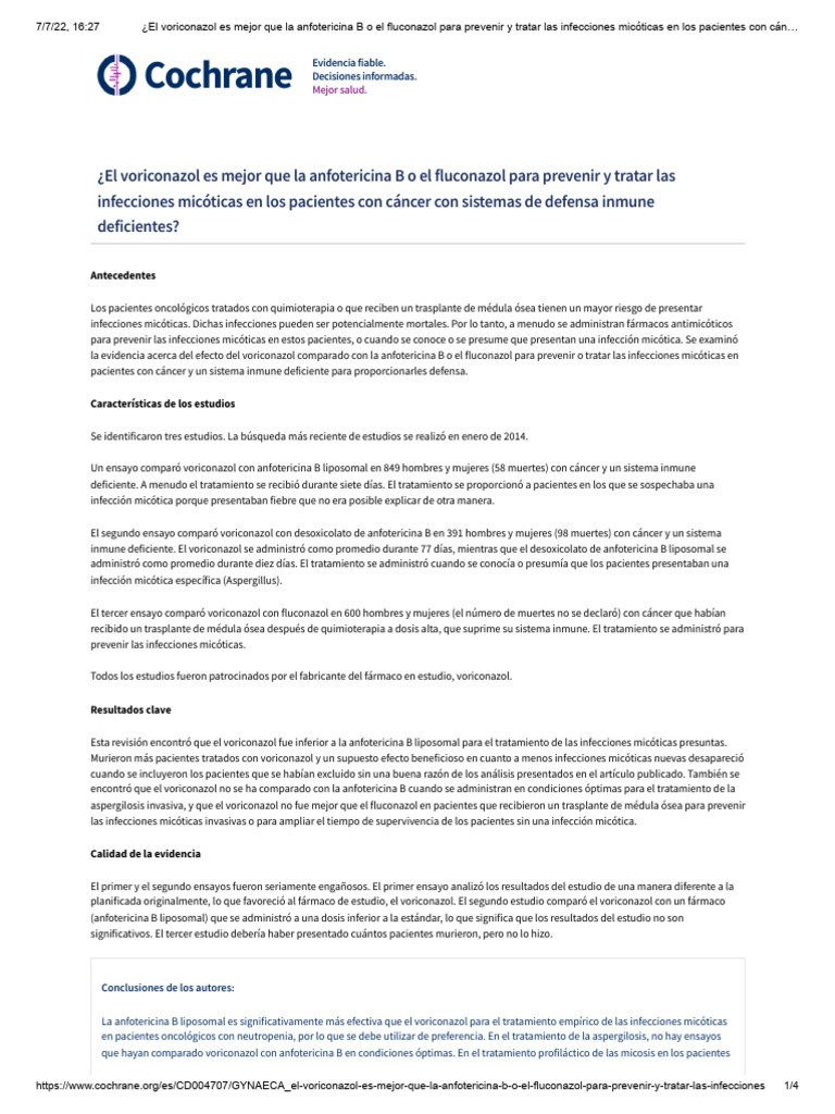 Cochrane | PDF | Trasplante de células madre hematopoyéticas | Cáncer