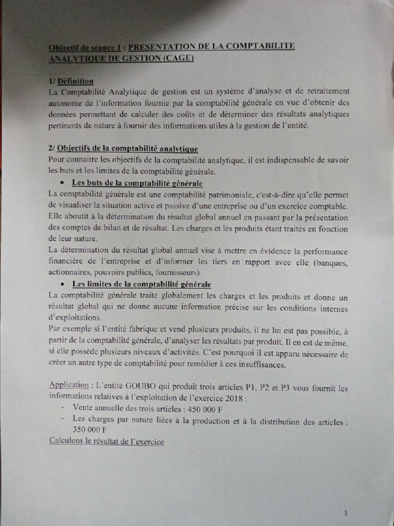 Compta Analytique | PDF