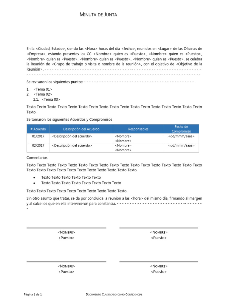 Minuta de Junta | PDF