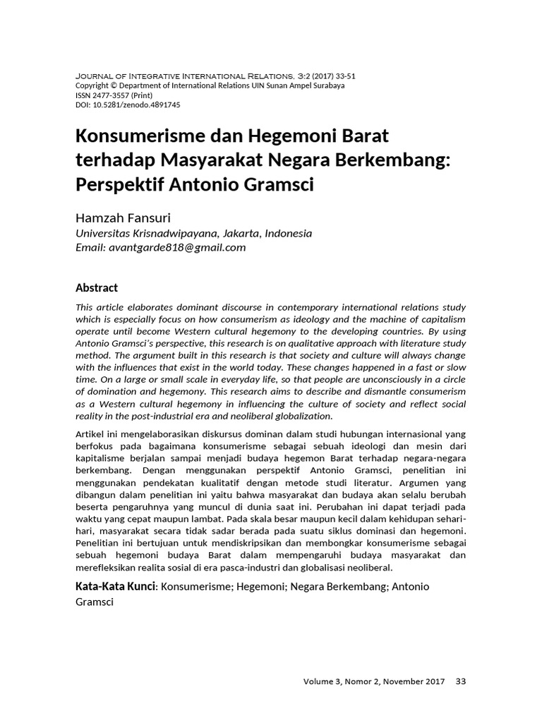 Hegemoni Konsumerisme Barat di Negara Berkembang | PDF