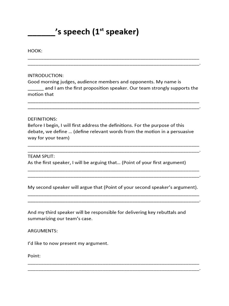 Debate Speech Structure Guide | PDF | Argument | Evidence