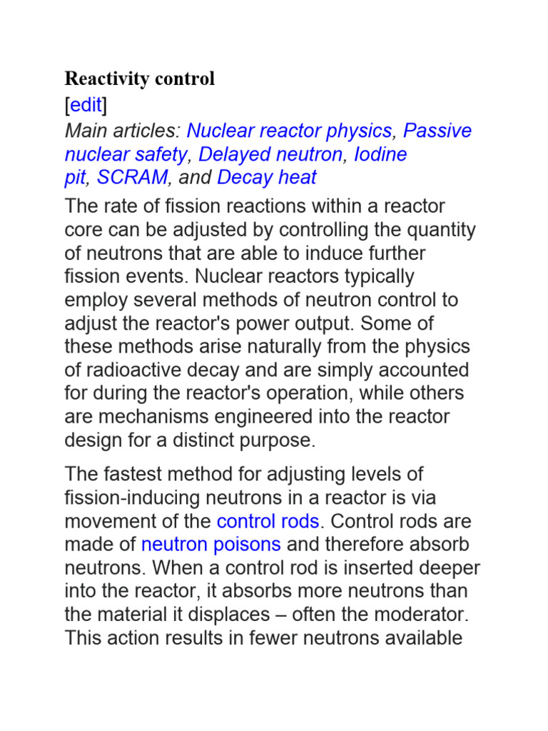 Nuc-Reactivity Control | PDF | Nuclear Reactor | Neutron