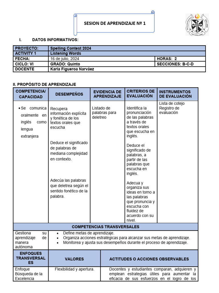 Sesión 1 - Quinto-Cuarto | PDF | Evaluación | Aprendizaje