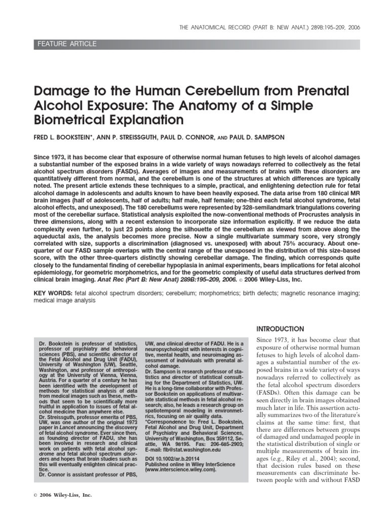 Damage To The Human Cerebellum From Prenatal Alcohol Exposure The ...